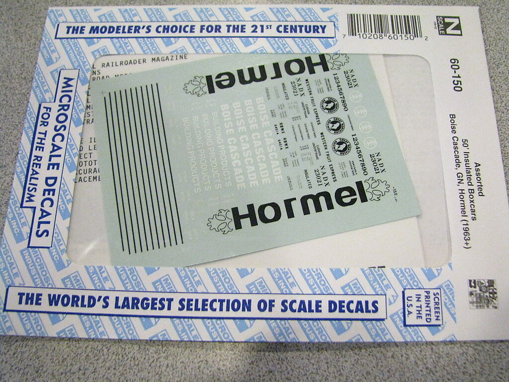Microscale Decal #60-150 Assorted 50' Box Cars Boise Cascade GN Hormel ...