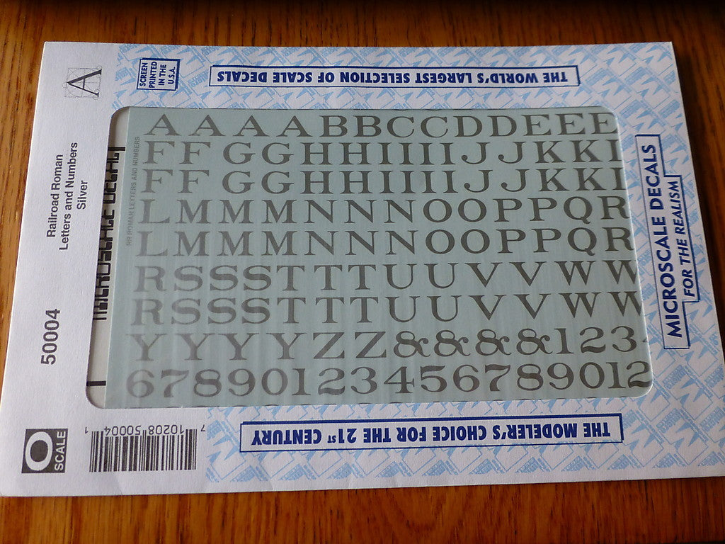 Microscale Decal #50004 Railroad Roman Letters & Numbers Silver (O Sca ...