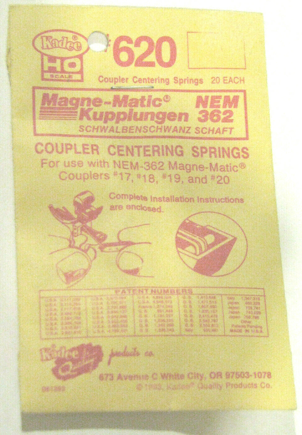 Kadee HO #620 Centering Springs (20) for Couplers (1:87th Scale) – TJ ...