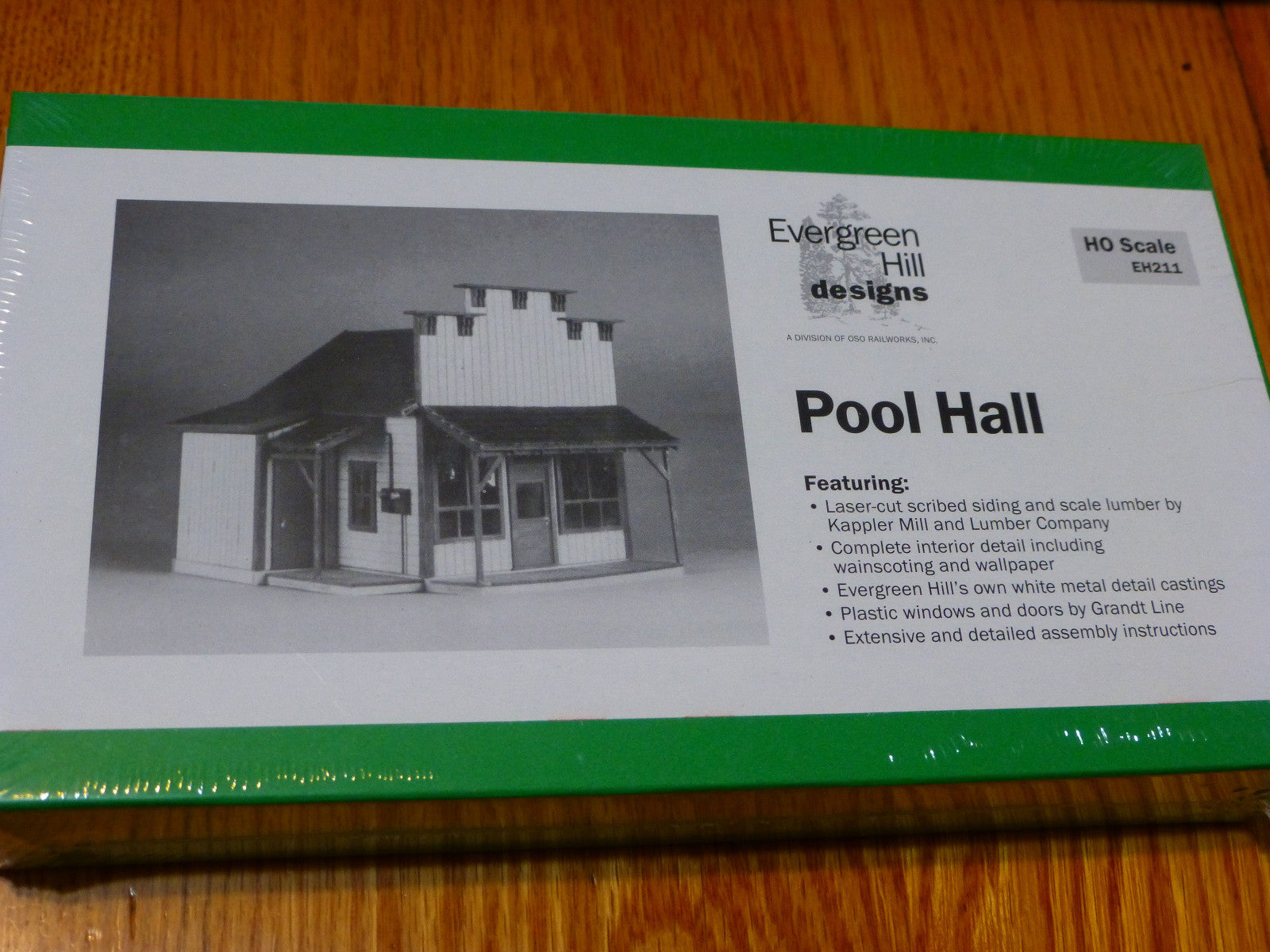 Evergreen Hill HO #211 Pool Hall (Laser-Cut Ccribed Siding & Scale Lum ...