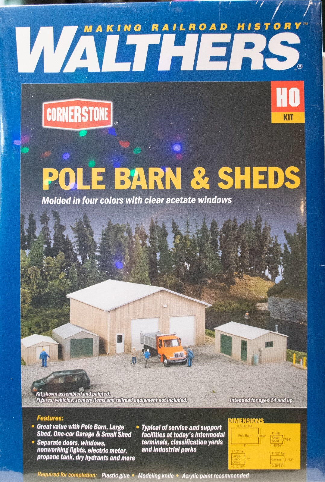 Walthers HO #933-4125 Pole Barn and Sheds -- Kit - Set of Four Buildin ...